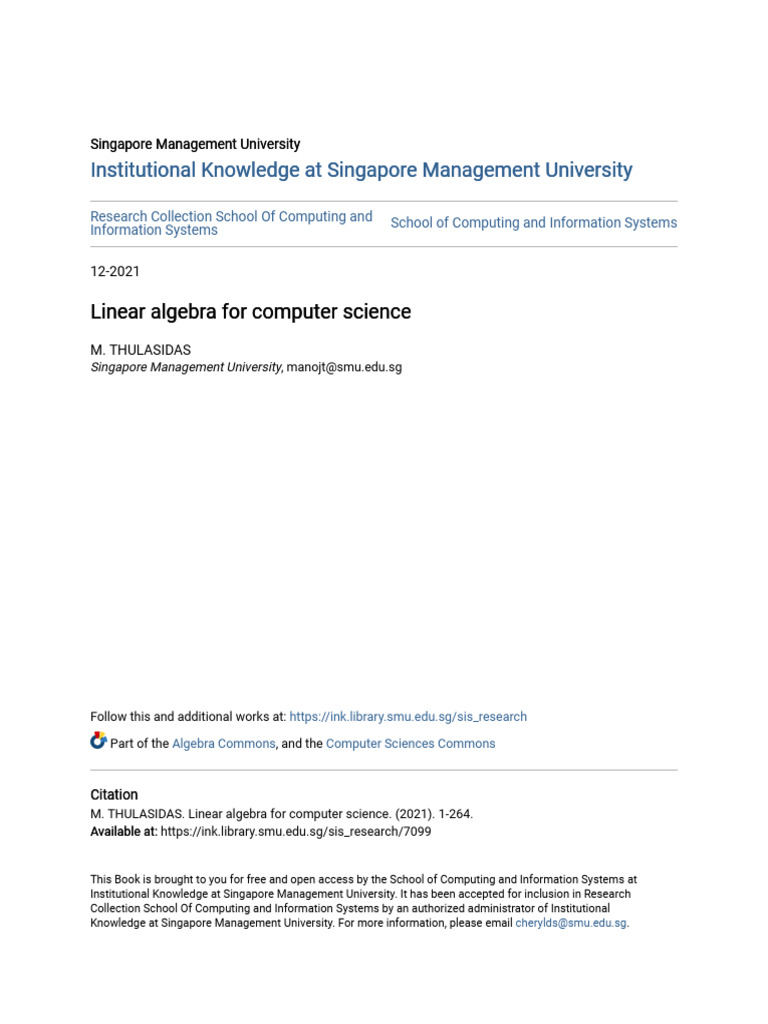 Linear Algebra For Computer Science | PDF | Matrix (Mathematics ...