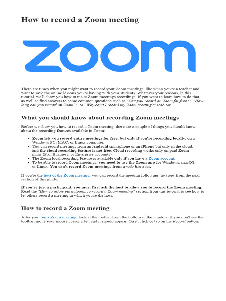 How To Record A Zoom Meeting | PDF | Button (Computing) | Computer File