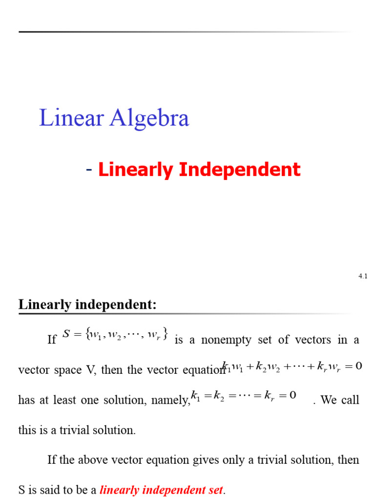 L8 - Linear Algebra - Linear Independent and Dependent | PDF | Vector ...