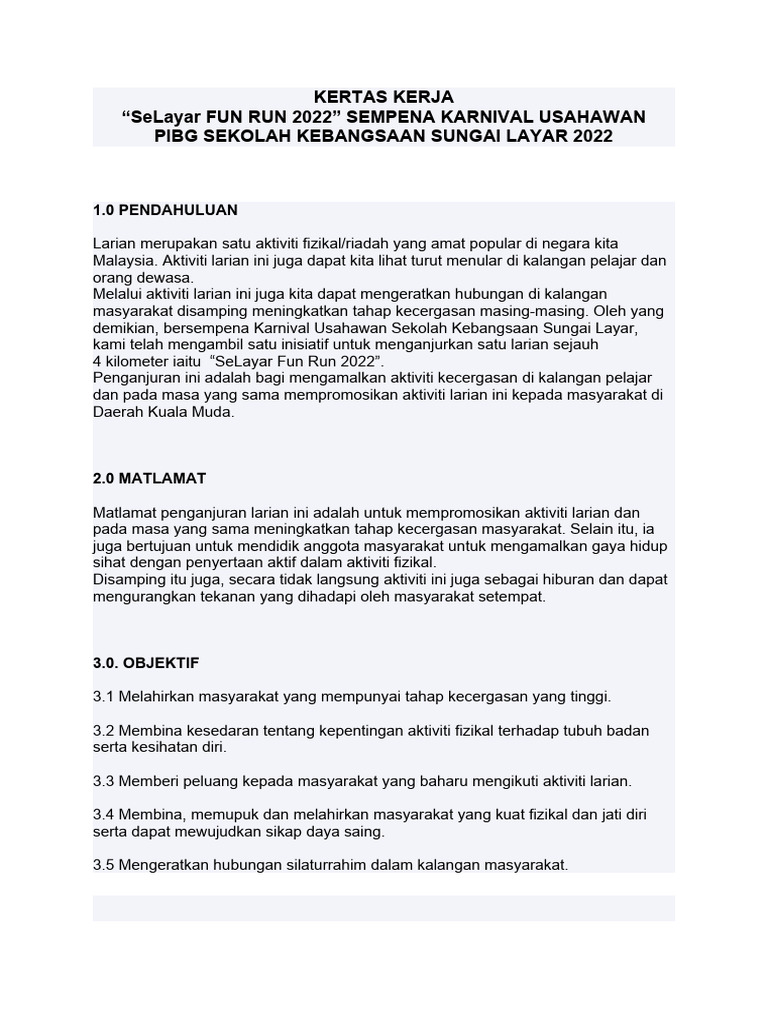 Kertas Kerja Fun Run | PDF