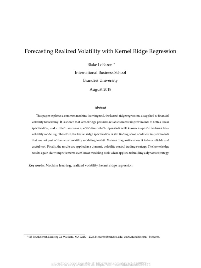 Paper On Forecasting Realized Volatility Pdf Mean Squared Error