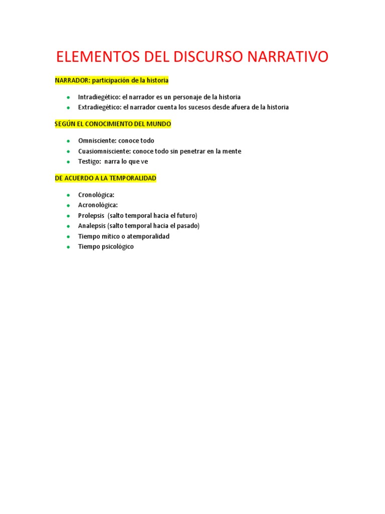Elementos Del Discurso Narrativo | PDF