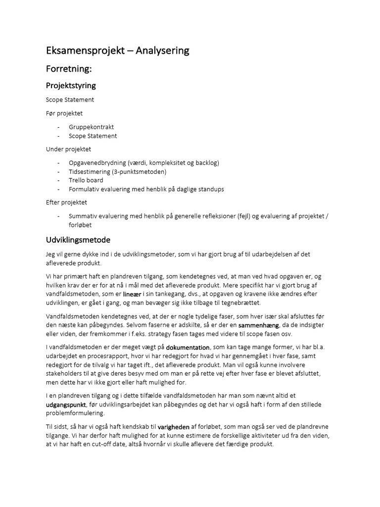 Eksamensprojekt - Analysering | PDF