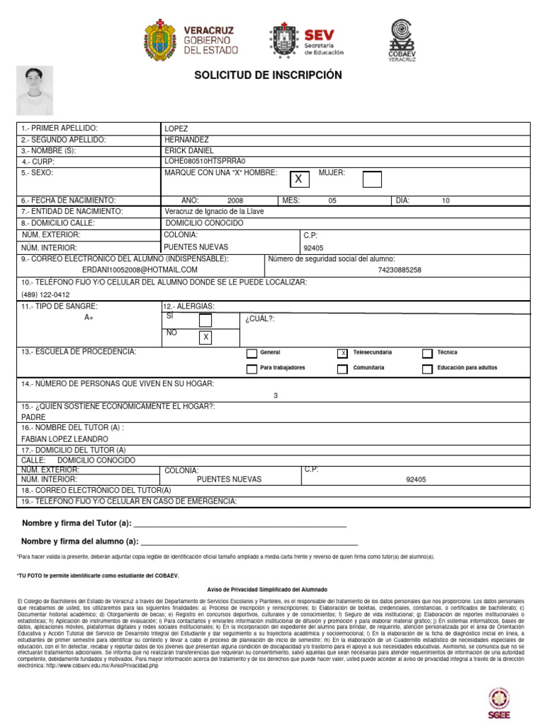 Solicitud de Reinscripción | PDF