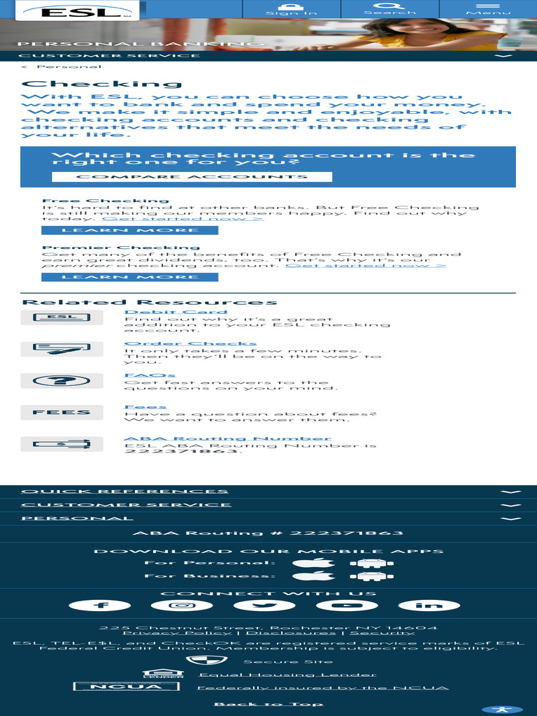 Checking Account ESL Federal Credit Union | PDF
