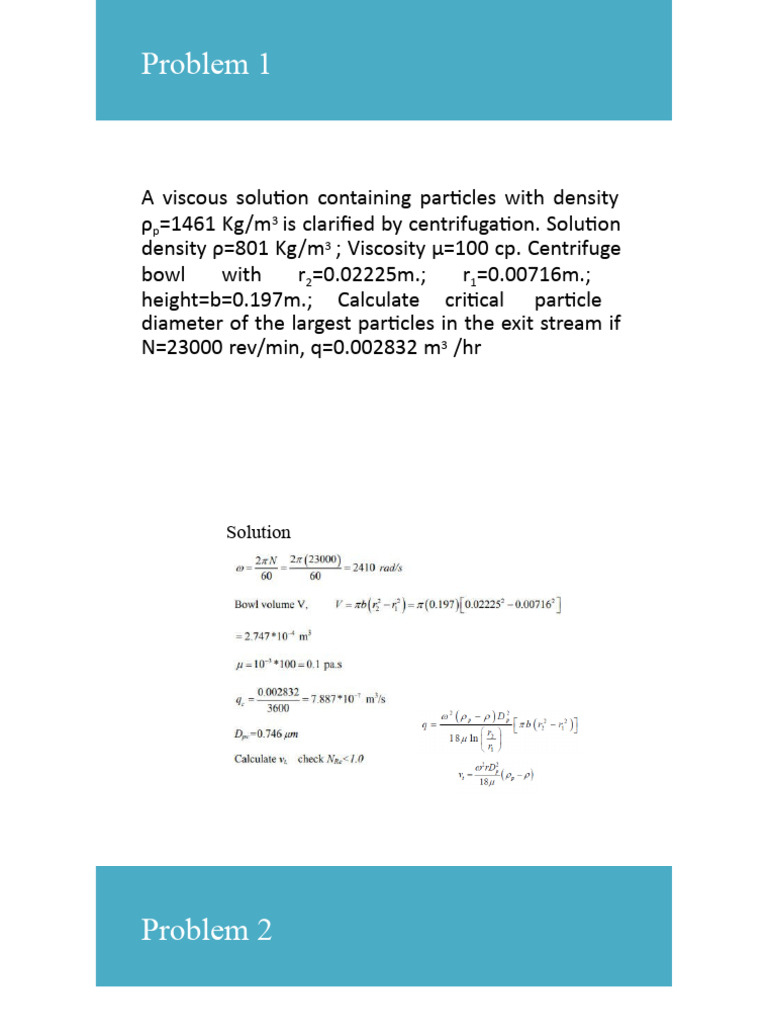 Centrifugation Particle Diameter Calculations | PDF | Teaching Methods ...