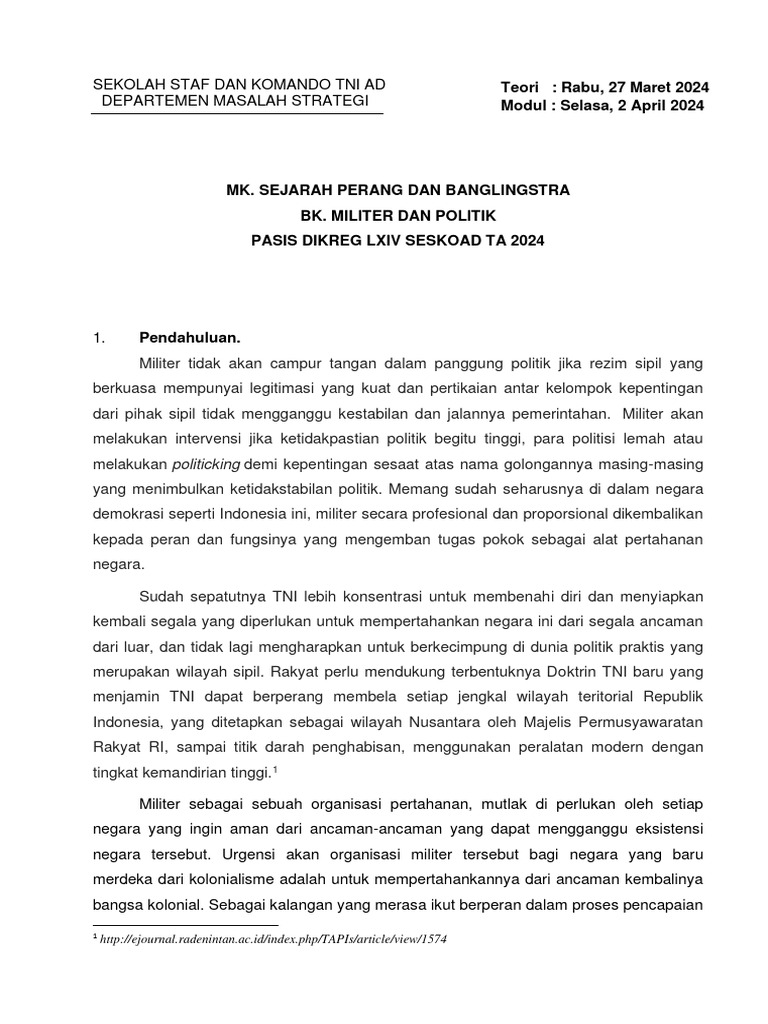 Silabus Dan Tor Mil Pol 2024 A | PDF