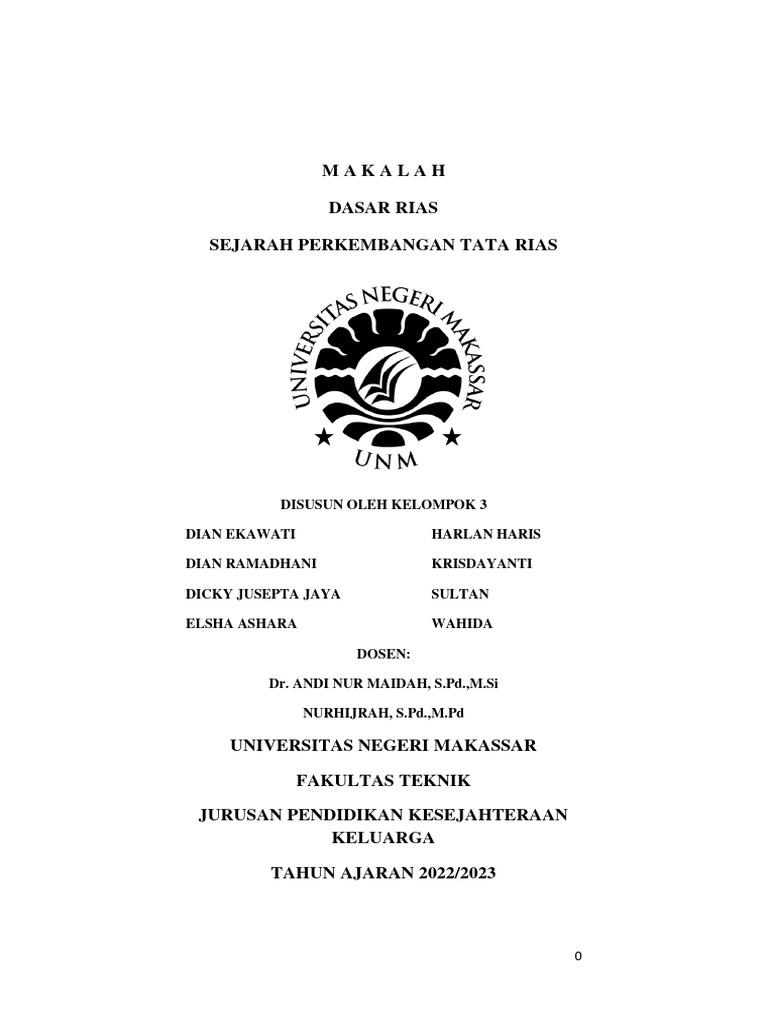 Makalah Dasar Rias Sejarah Perkembangan Tata Rias | PDF