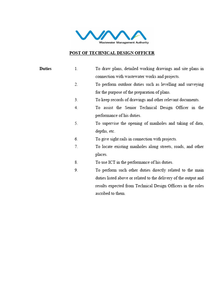 Technical Design Officer Responsibilities | PDF