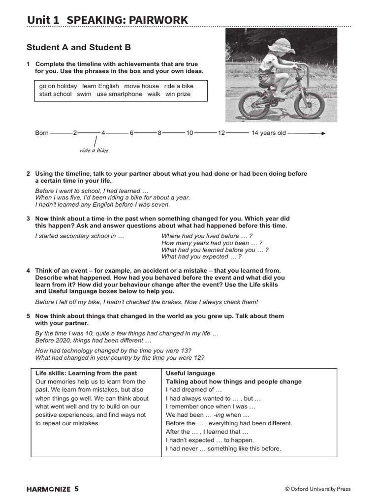 Harmonize 5 TRM Pairwork Unit 1 Worksheets | PDF