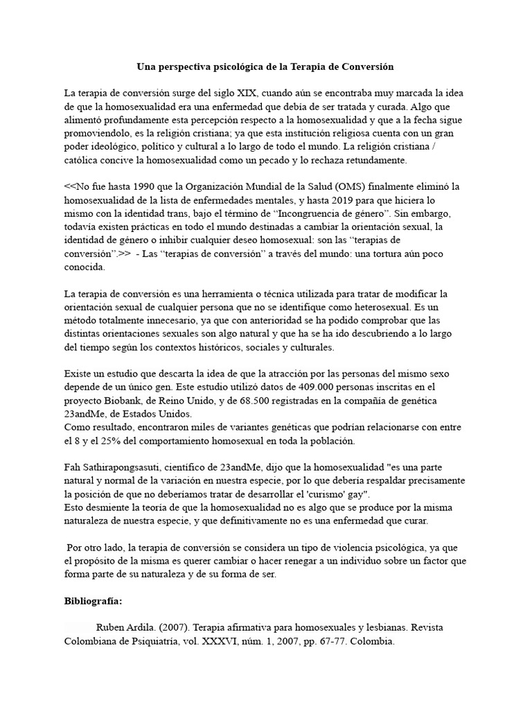 Terapia de Conversión - Valeria Letona 202004004 | PDF | Homosexualidad ...