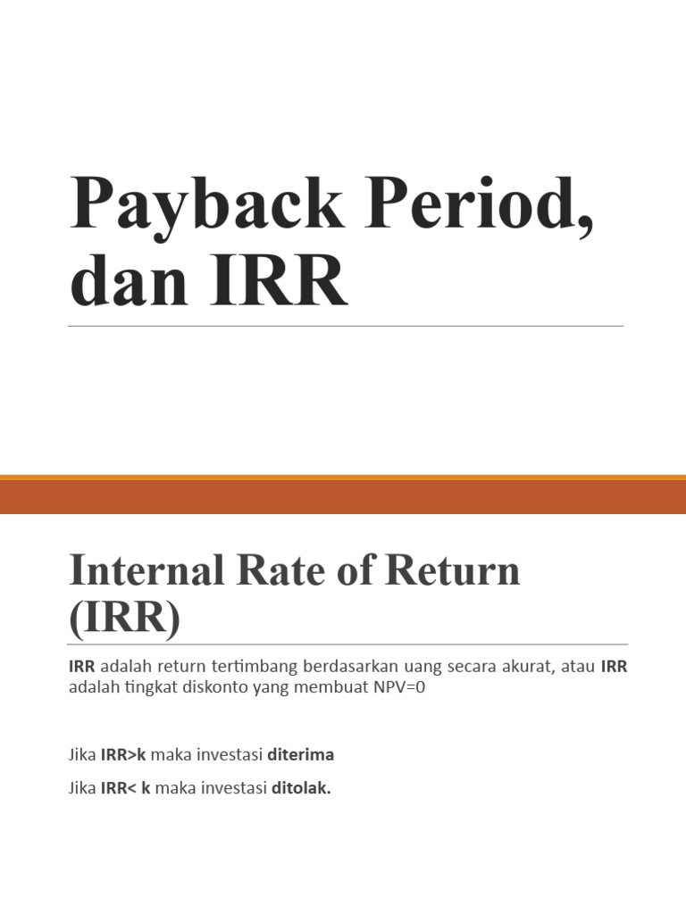 IRR Dan Payback Period | PDF
