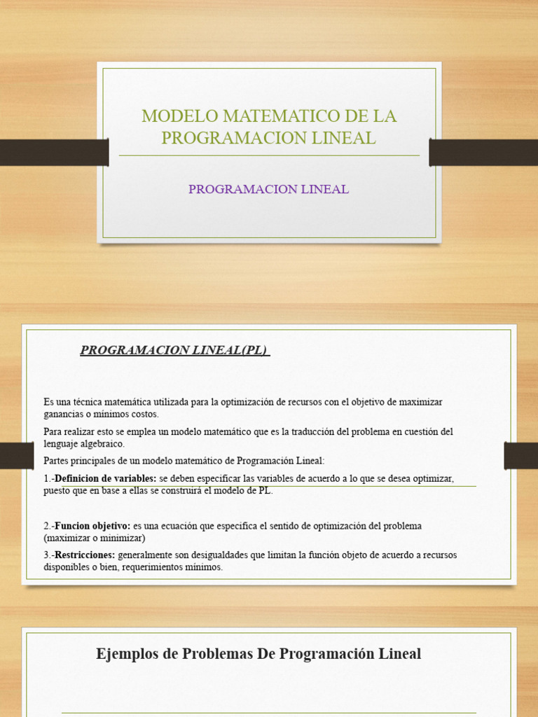Modelo Matematico de La Programacion Lineal | PDF | Programación lineal ...