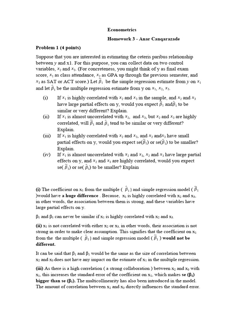 Homework 3 | PDF | Multicollinearity | Regression Analysis