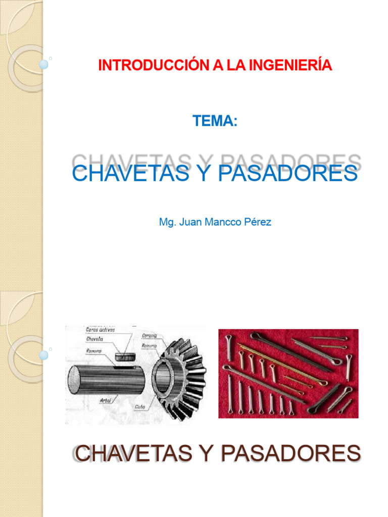 Chavetas y Pasadores: Guía Técnica | PDF | Engranaje | Máquinas