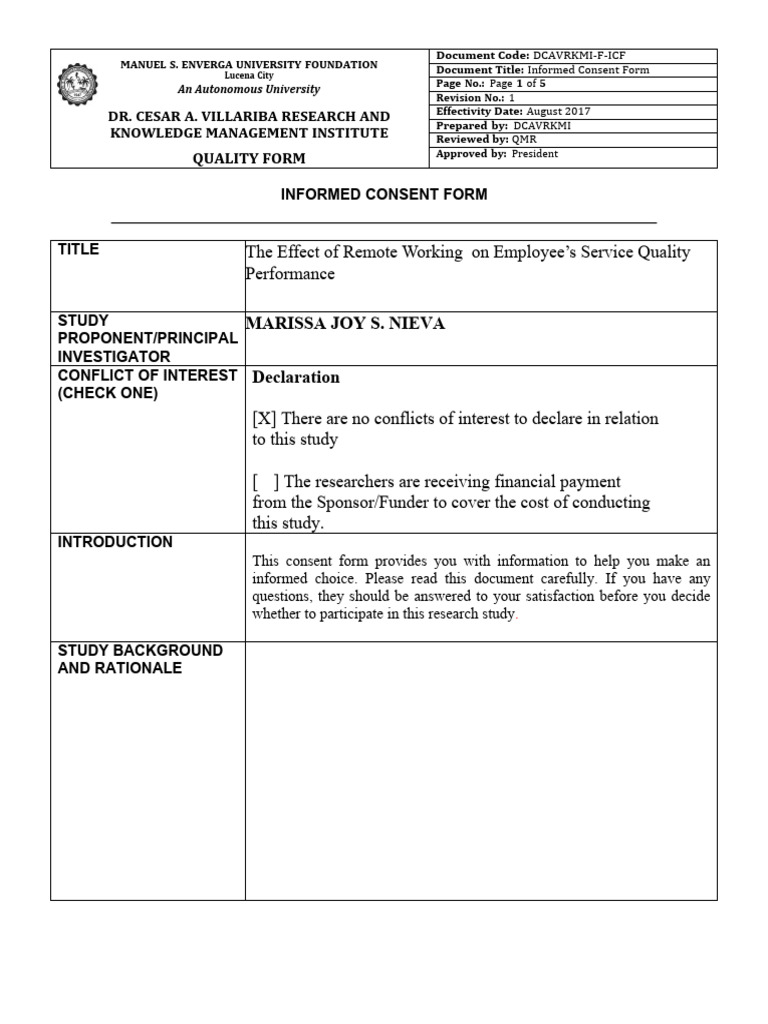 Aaa - Informed Consent For Research | Download Free PDF | Privacy ...