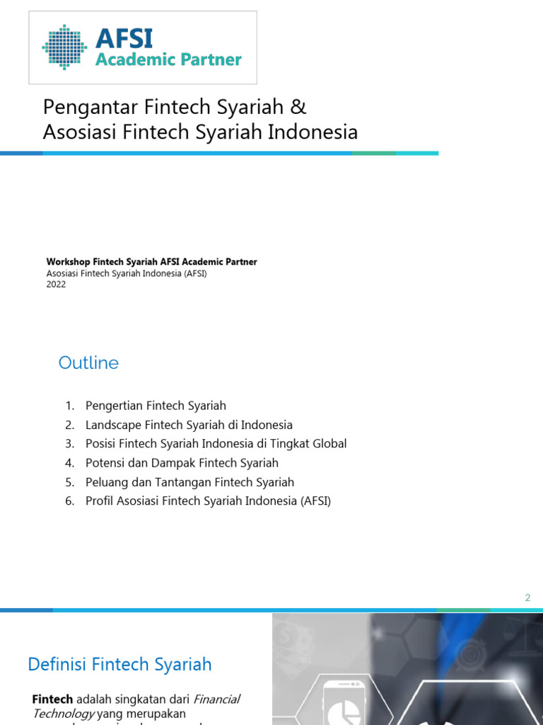 Modul 1 Workshop Fintech Syariah - (Pengantar Fintech Syariah Dan AFSI) v2 | PDF