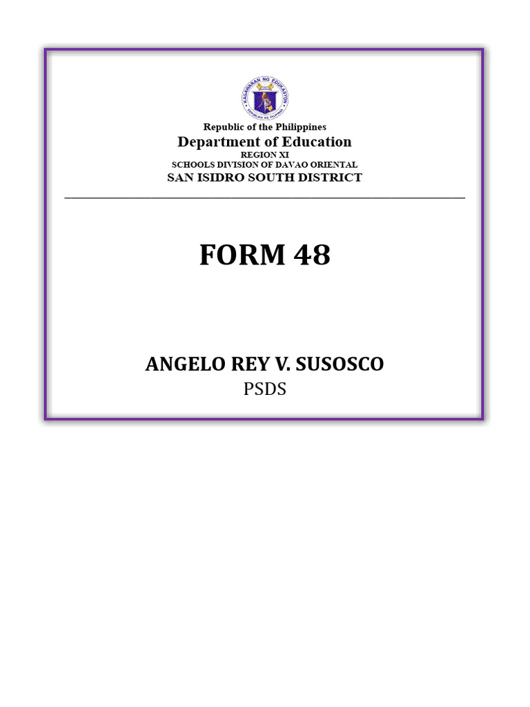 Form 48 Cover | PDF