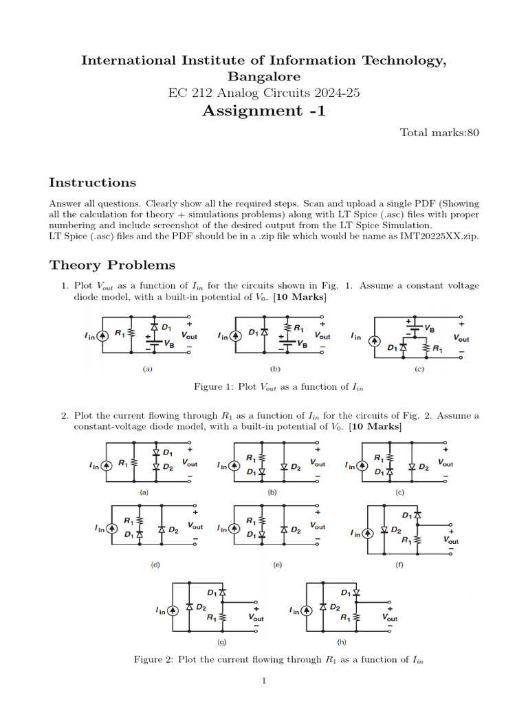 EC212 Assignment 1 Analog Circuits Theory | PDF | Rectifier | Electrical Network
