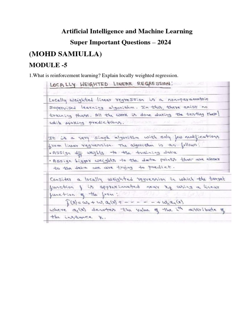 Aiml Answers | PDF | Machine Learning | Artificial Intelligence