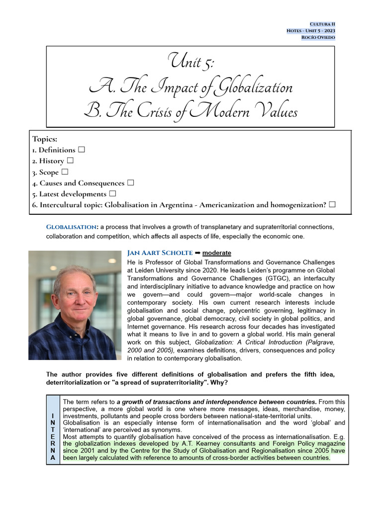 UNIT 5 - Completa!!!! | PDF | Globalization | Neoliberalism