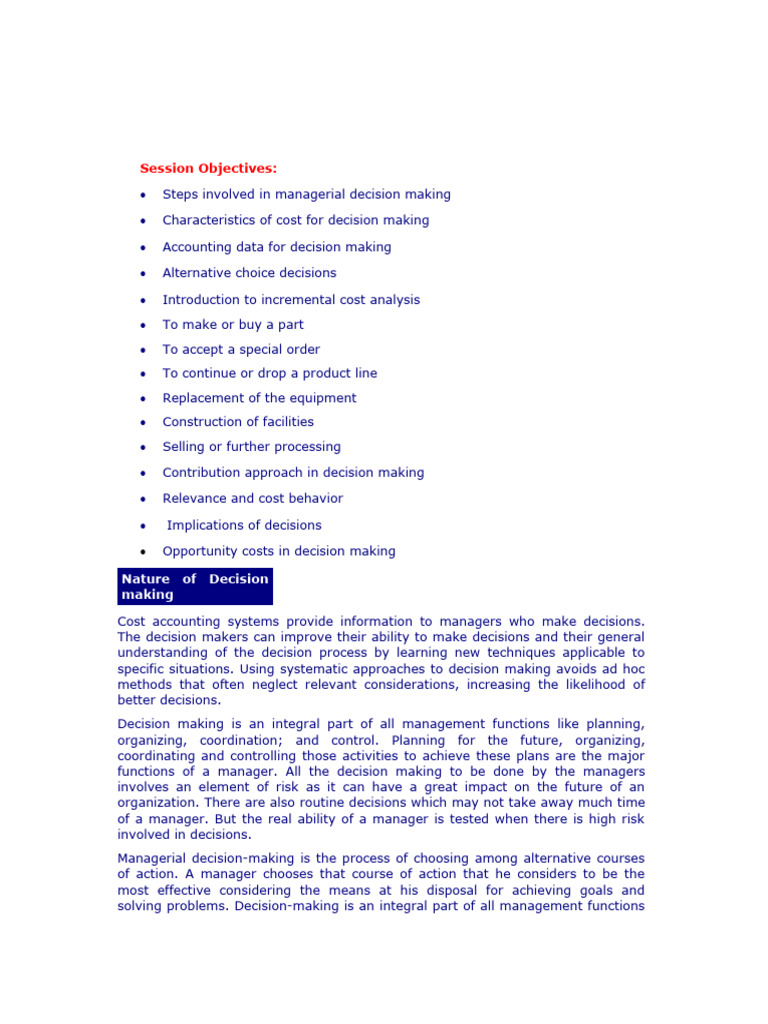 Alternative Choices in Decision Making | PDF | Decision Making | Cost