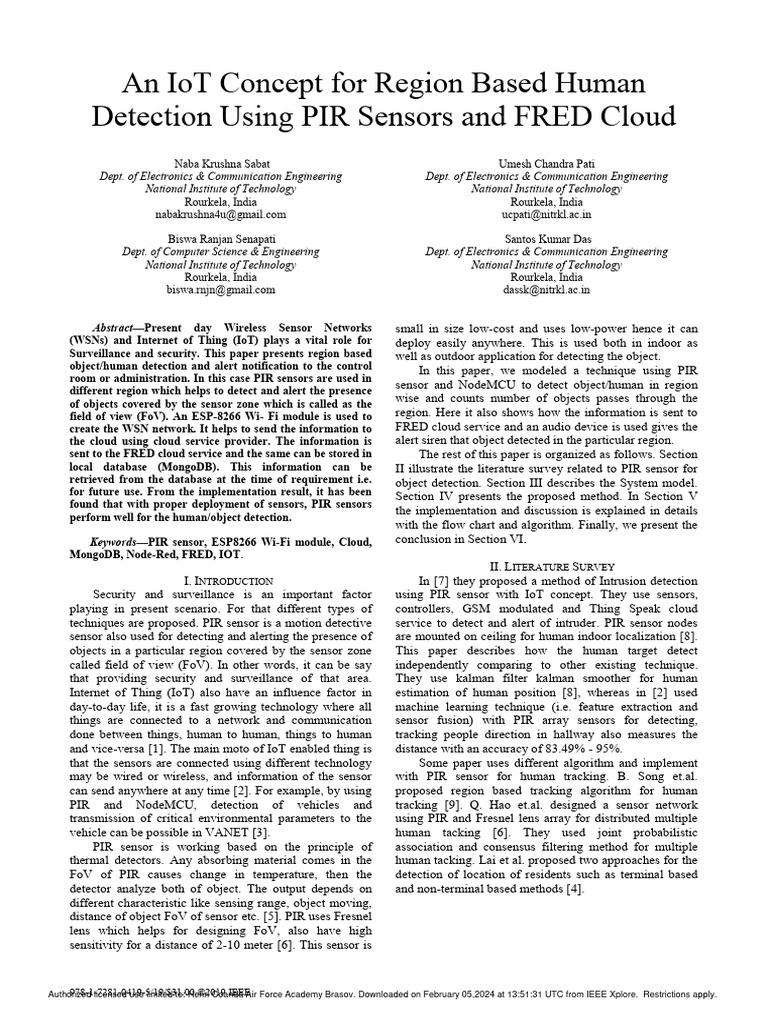 An Iot Concept For Region Based Human Detection Using Pir Sensors And