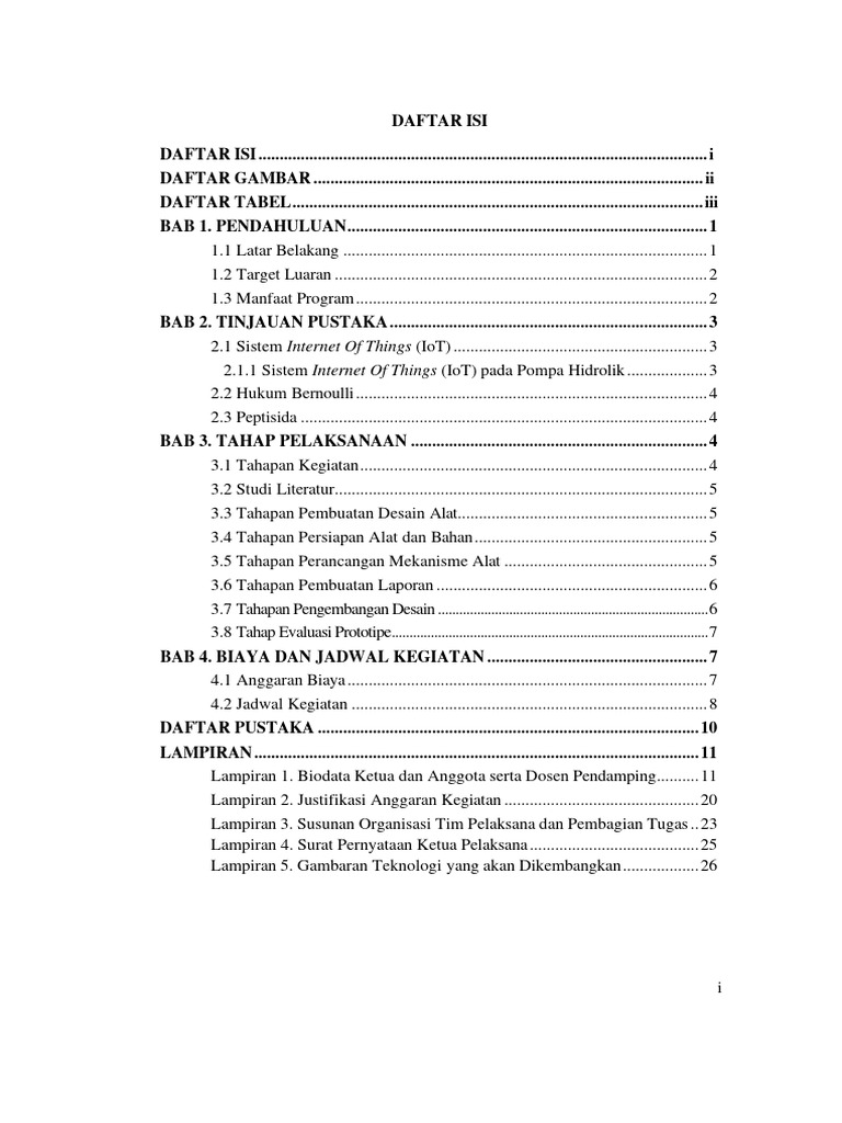 Daftar Isi, Daftar Gambar, Daftar Tabel PKM | PDF