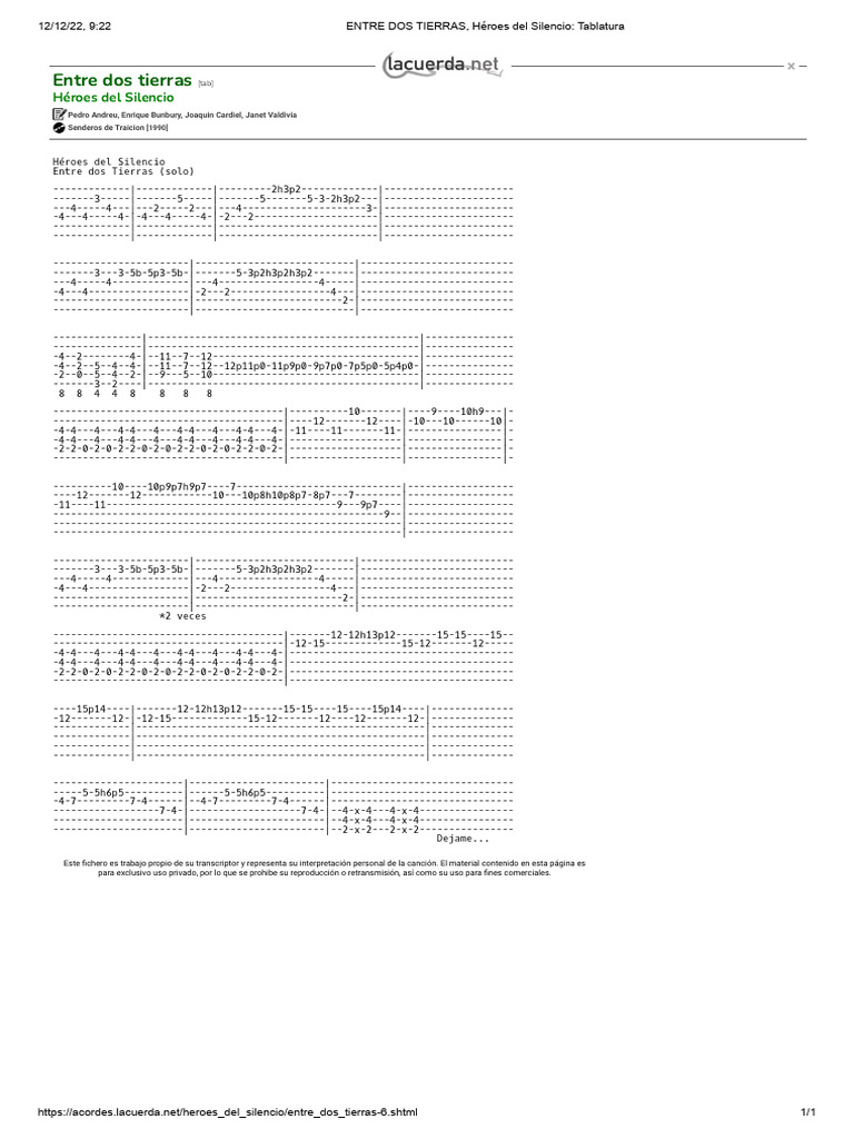 ENTRE DOS TIERRAS, Héroes Del Silencio - Solo | PDF | Piedra dura ...