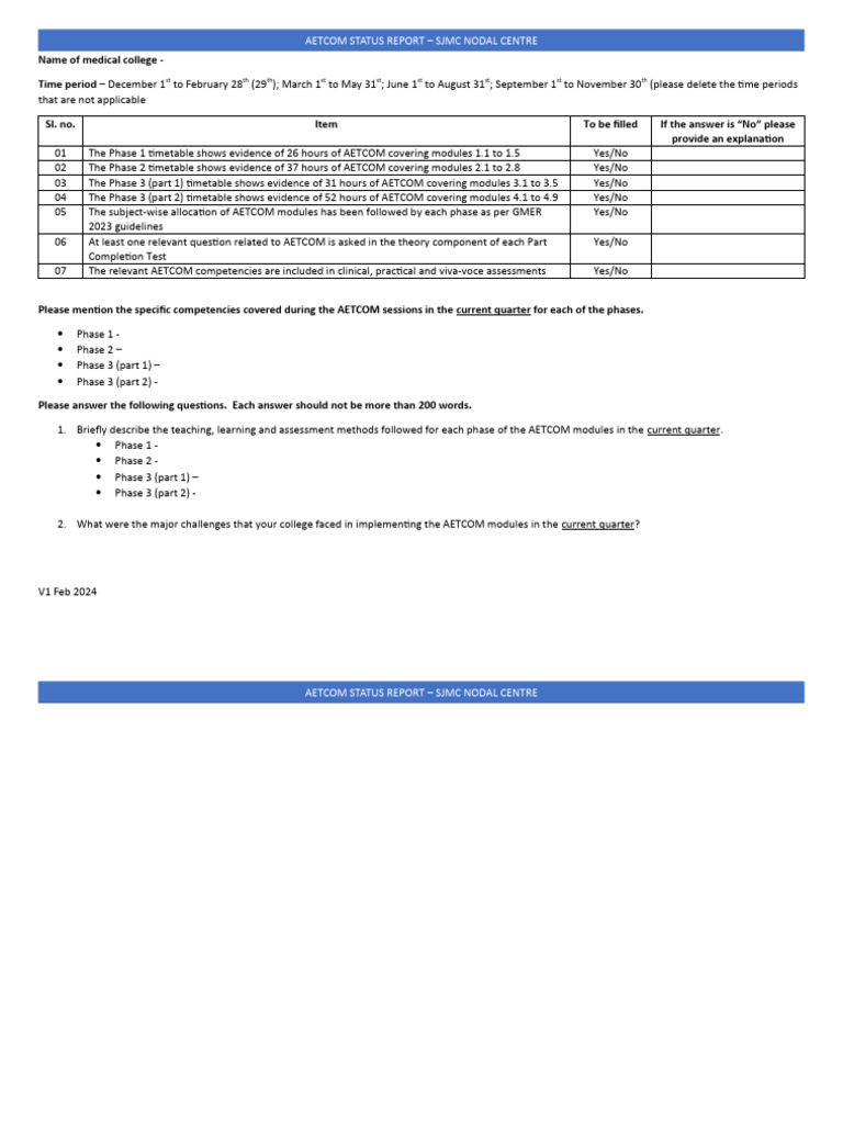 CC report format - AETCOM | PDF
