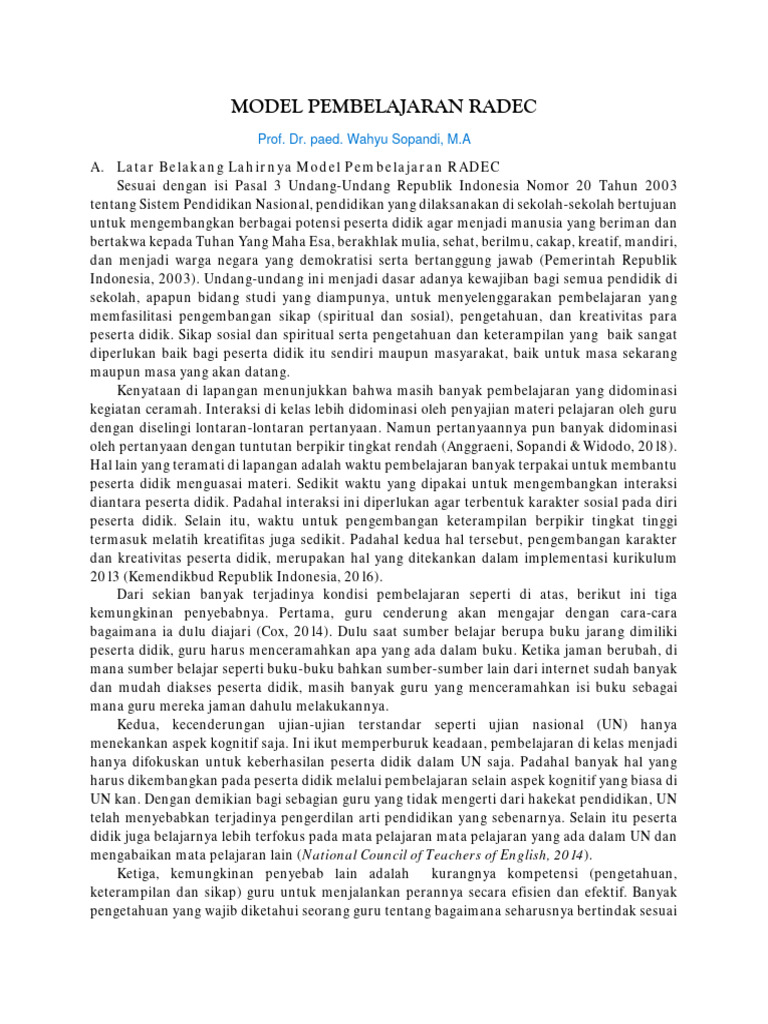 Model Pembelajaran Radec | PDF | Karier & Perkembangan