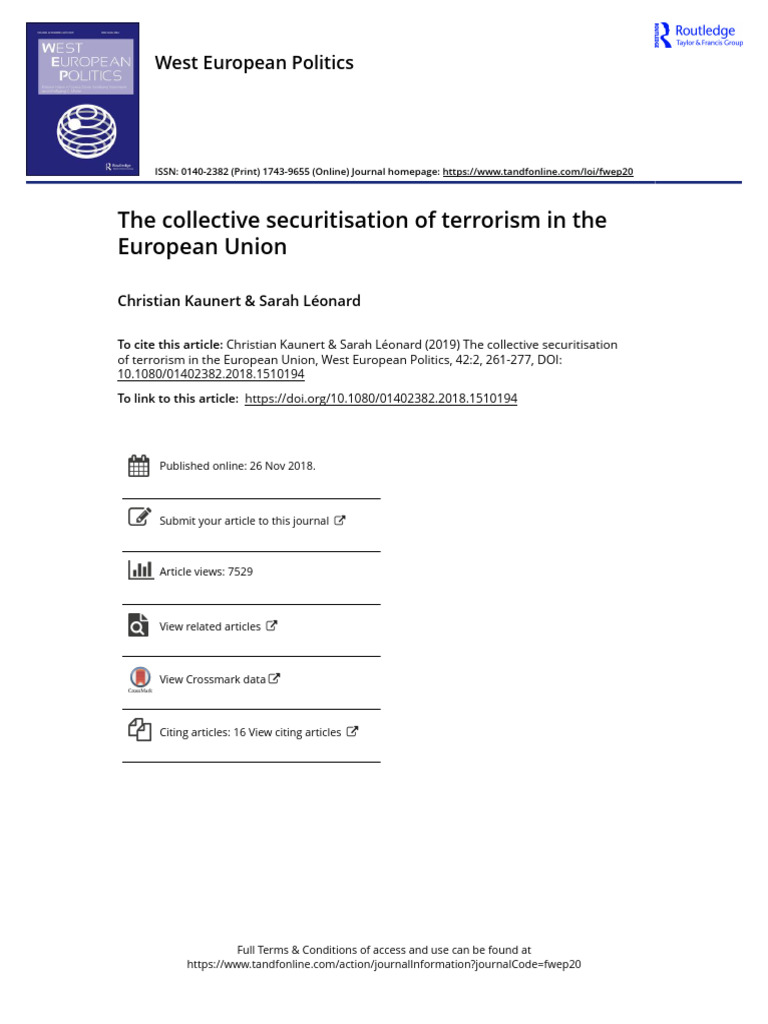 The Collective Securitisation of Terrorism in The European Union | PDF ...