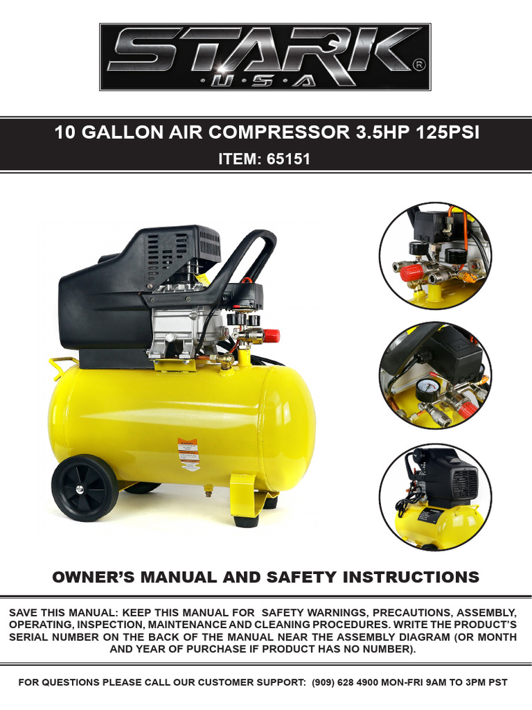 Stark Air Compressor Manual | PDF | Electrical Connector | Ac Power Plugs And Sockets