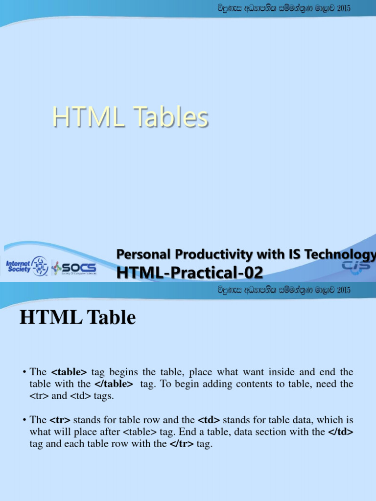 2 Html Tables Pdf Html Element Software Engineering