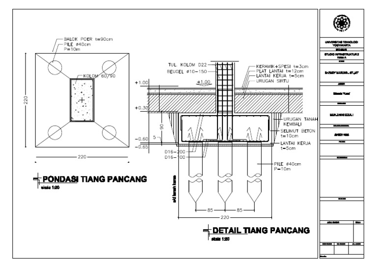 Detail Pondasi Tiang Pancang 1 | PDF