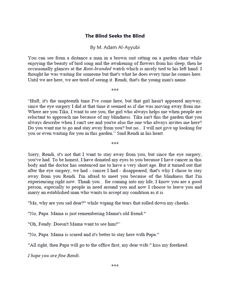 The Blind Seeks The Blind | PDF | Poetry