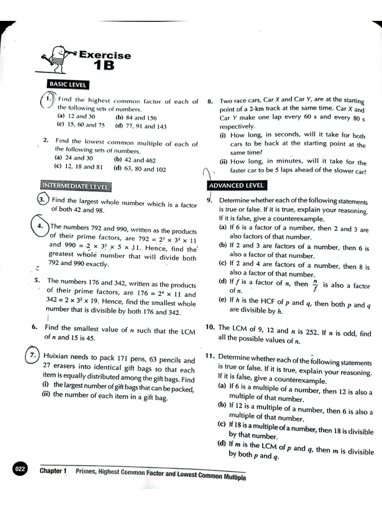 LCM, HCF Shinglee Sec 1 | PDF