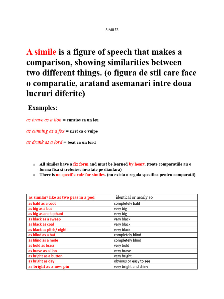 SIMILES | PDF | Language Arts & Discipline