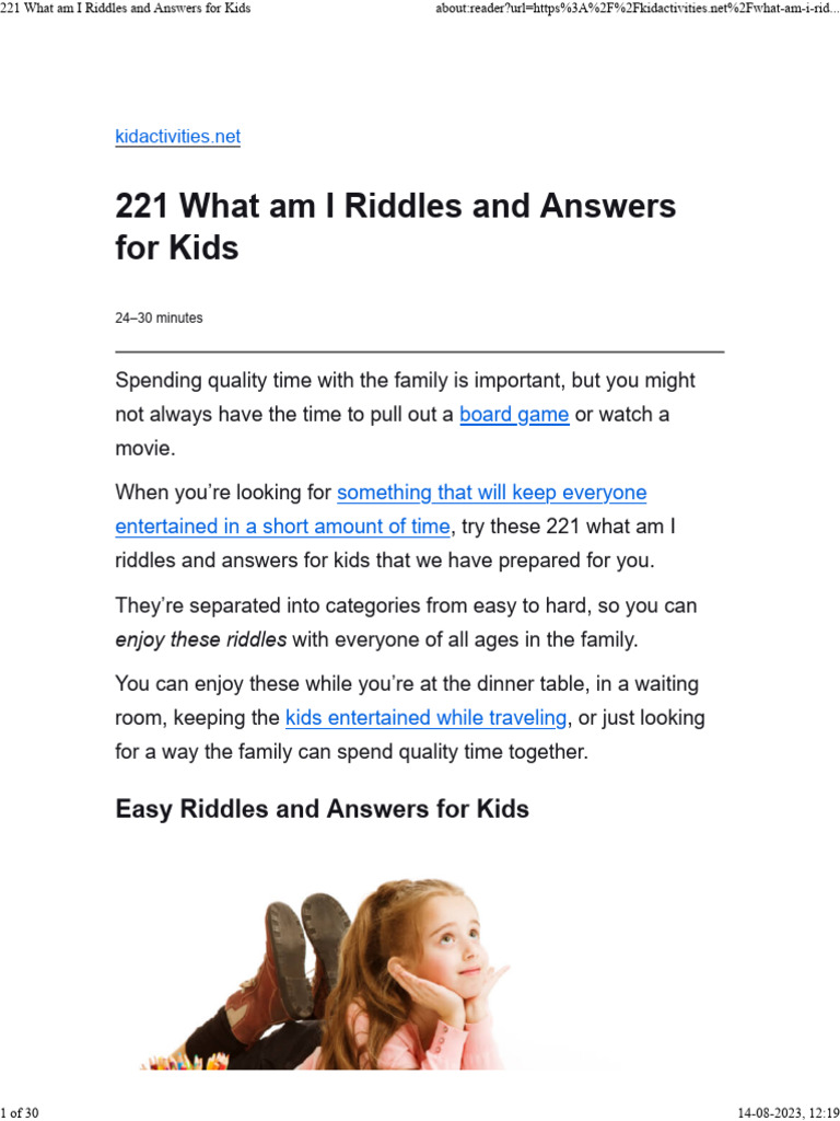 221 What Am I Riddles and Answers For Kids | PDF