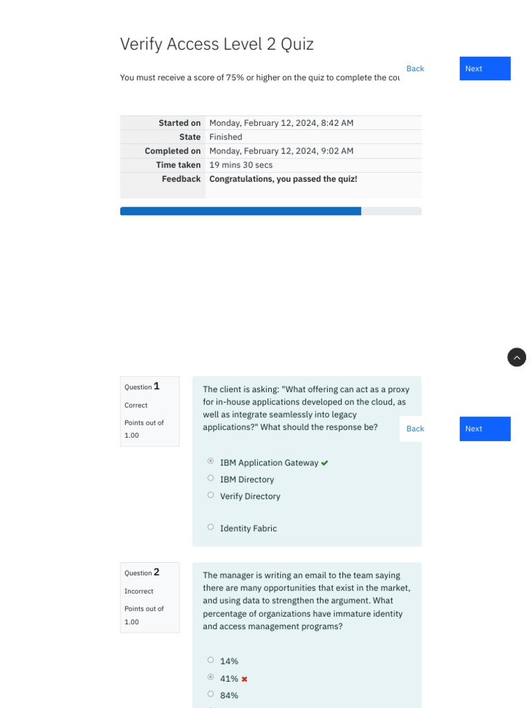 Verify Access Level 2 Quiz Attempt Review | PDF | Cloud Computing | Chief Information Officer