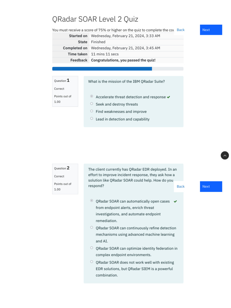 QRadar SOAR Level 2 Quiz Attempt Review | PDF | Cloud Computing ...
