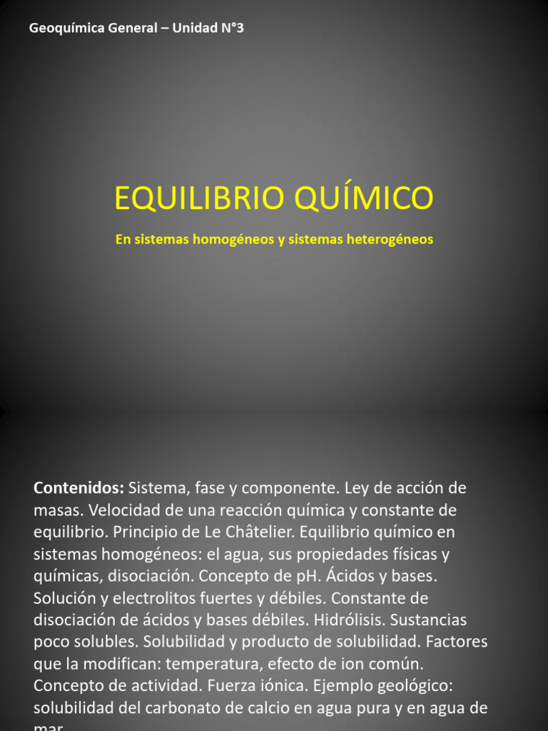 Equilibrio Químico | PDF | Solubilidad | Equilibrio químico