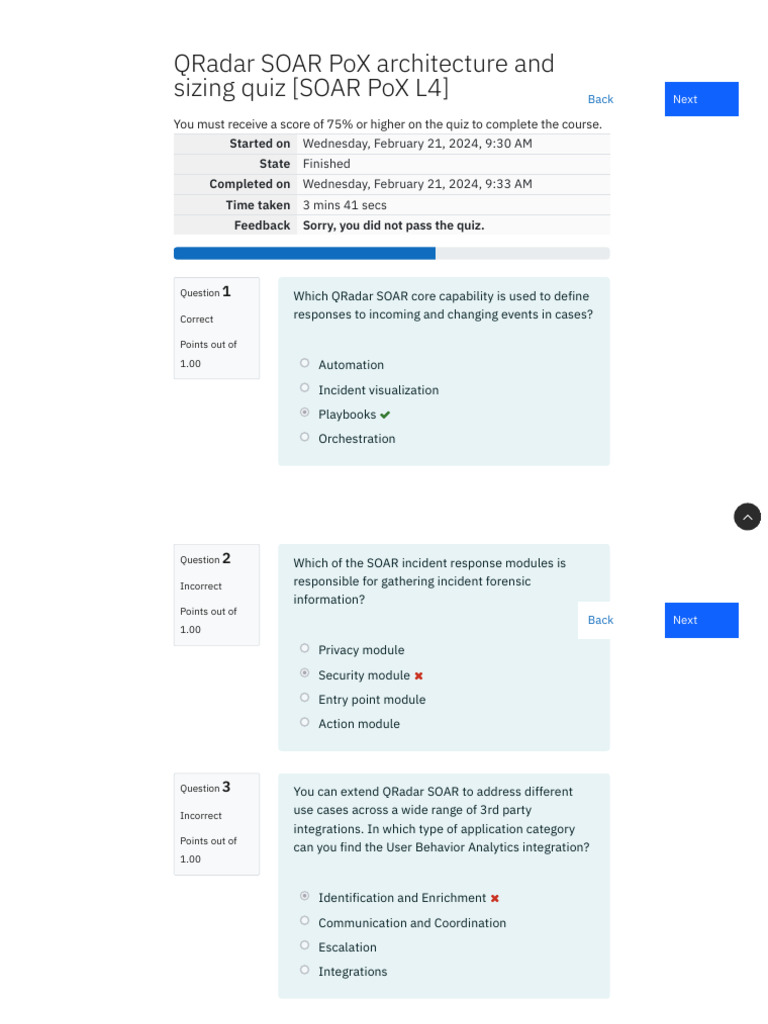 QRadar SOAR Architecture Quiz Results | PDF | Software As A Service | Modular Programming