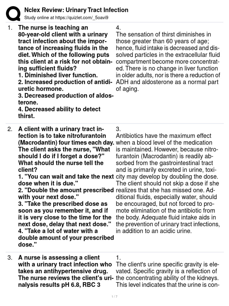 UTI Questions | PDF | Urinary Tract Infection | Genitourinary System