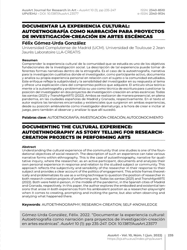 Documentar La Experiencia Cultural | PDF | Etnografía | Experiencia