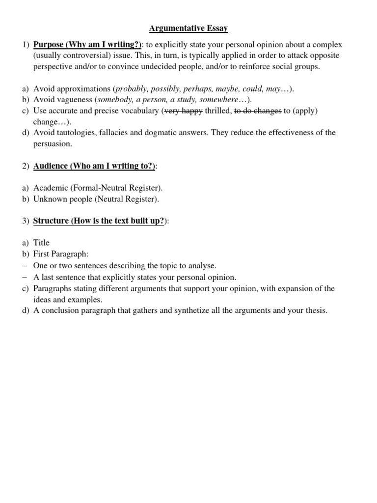 Argumentative Essay Structure | PDF
