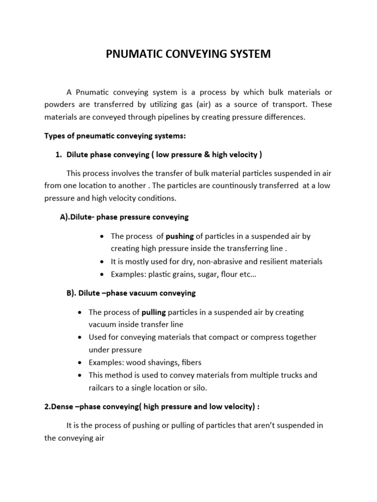 Pneumatic Conveying Systems Explained | PDF | Physical Sciences | Gas ...