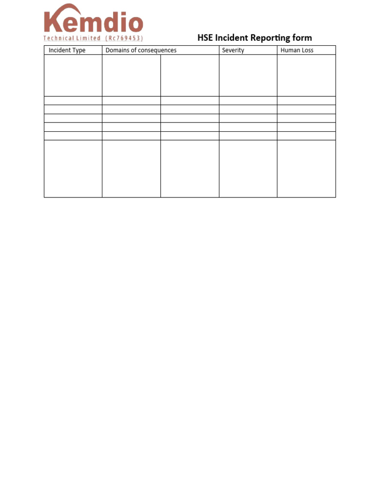 HSE Incident Reporting Form | PDF