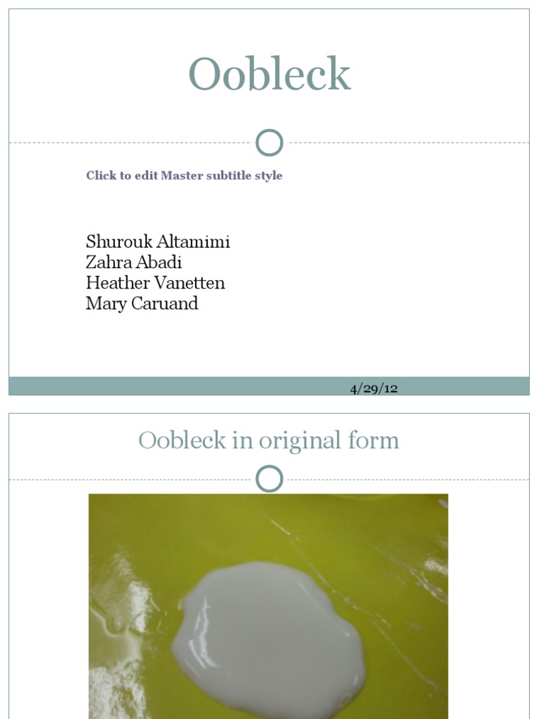 Oobleck Experiment Observations | PDF