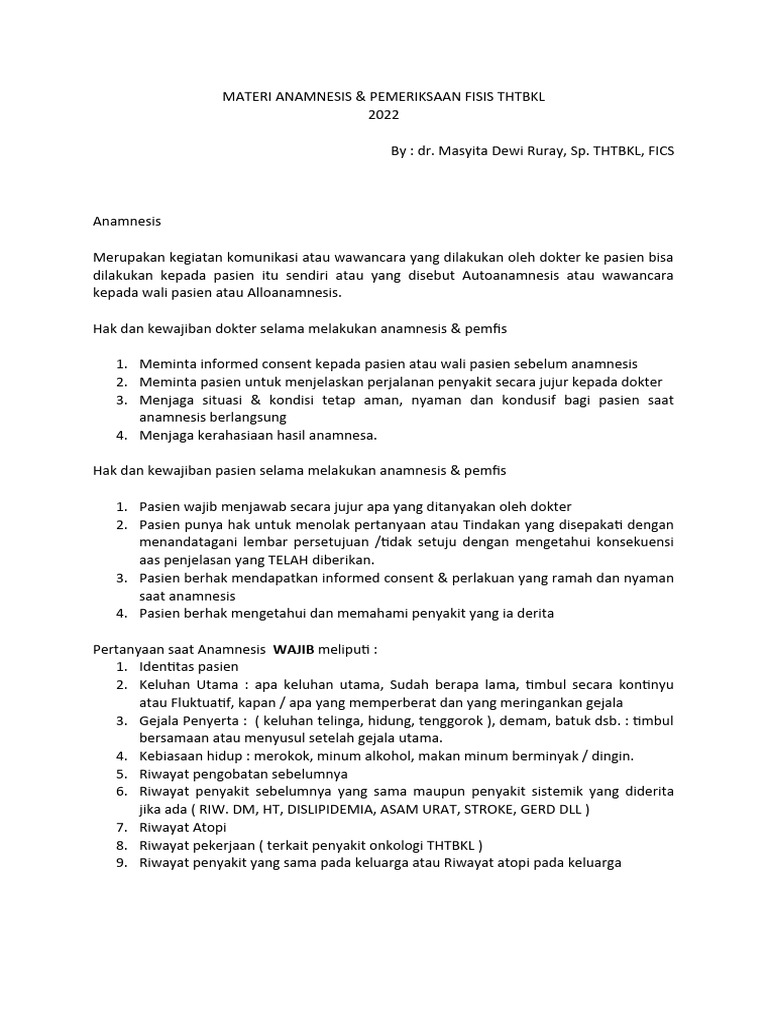 Materi Anamnesis Pemfis | PDF